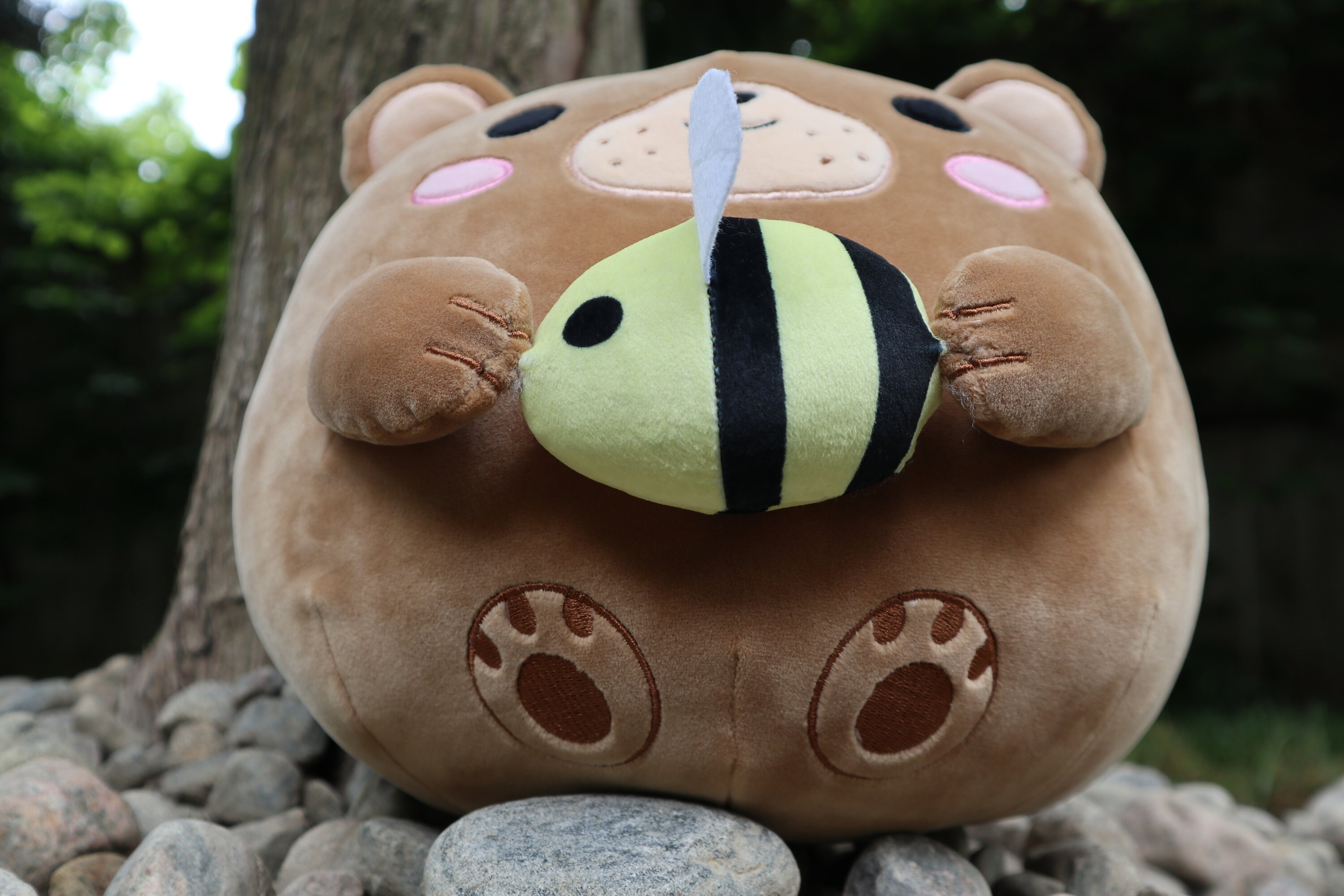 Winston the Bear Plushie holding Bee - Etsy