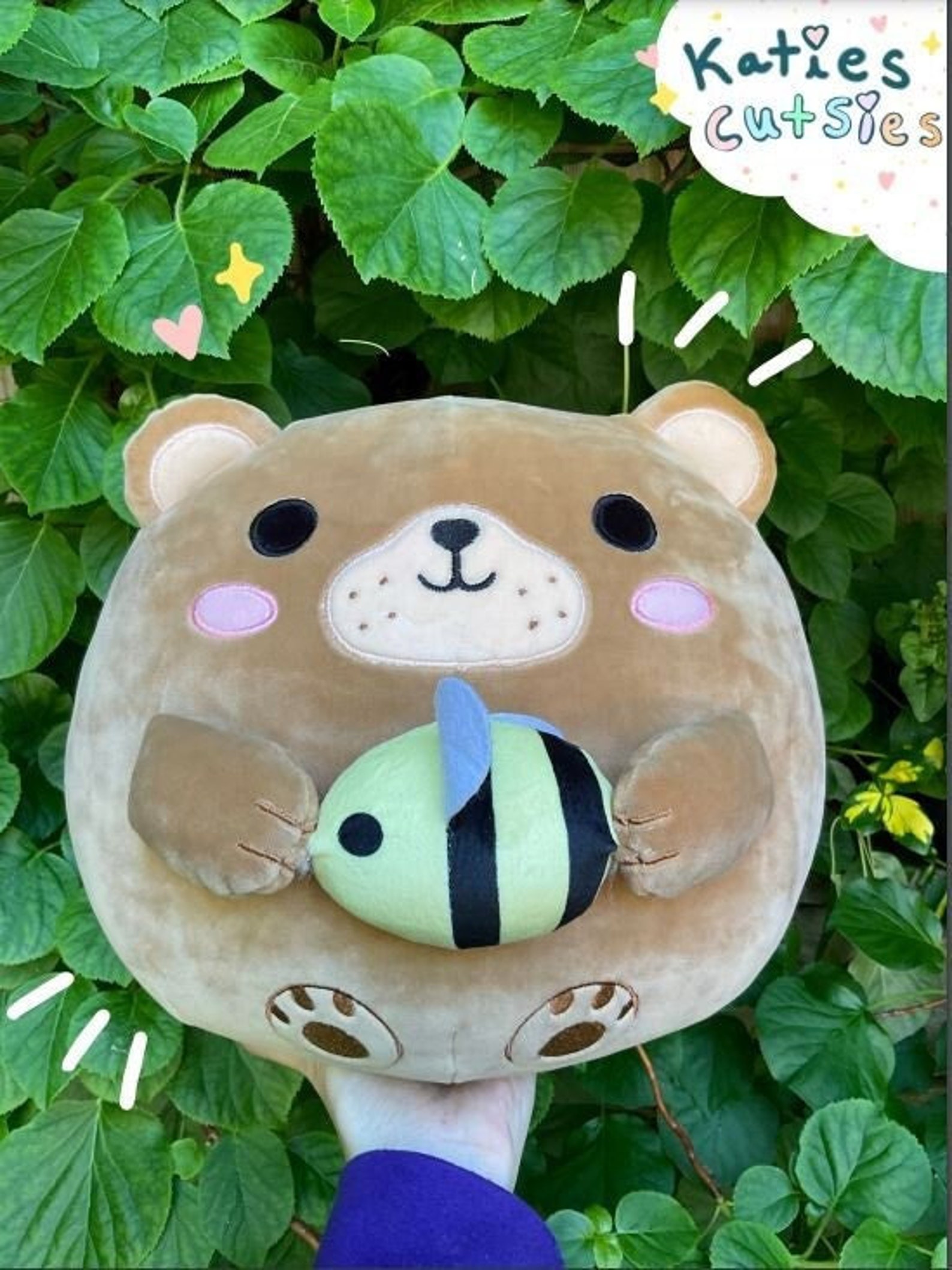 Winston the Bear Plushie holding Bee - Etsy