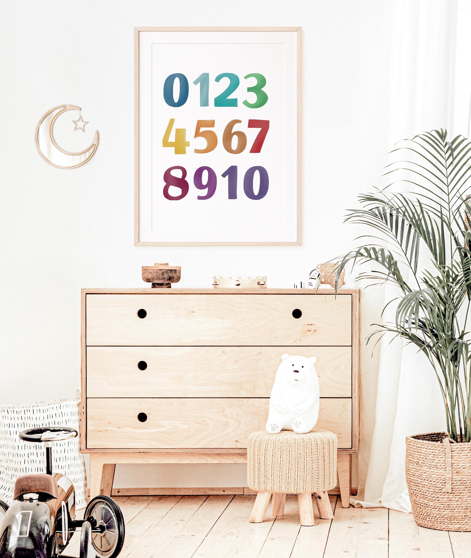 Digital Rainbow Numbers Poster, Kids Room Decor, Educational Wall Art ...