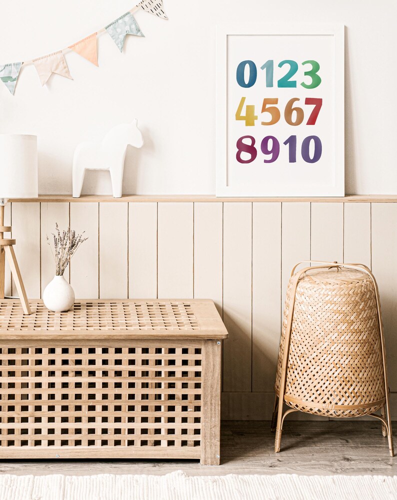 Digital Rainbow Numbers Poster, Kids Room Decor, Educational Wall Art ...
