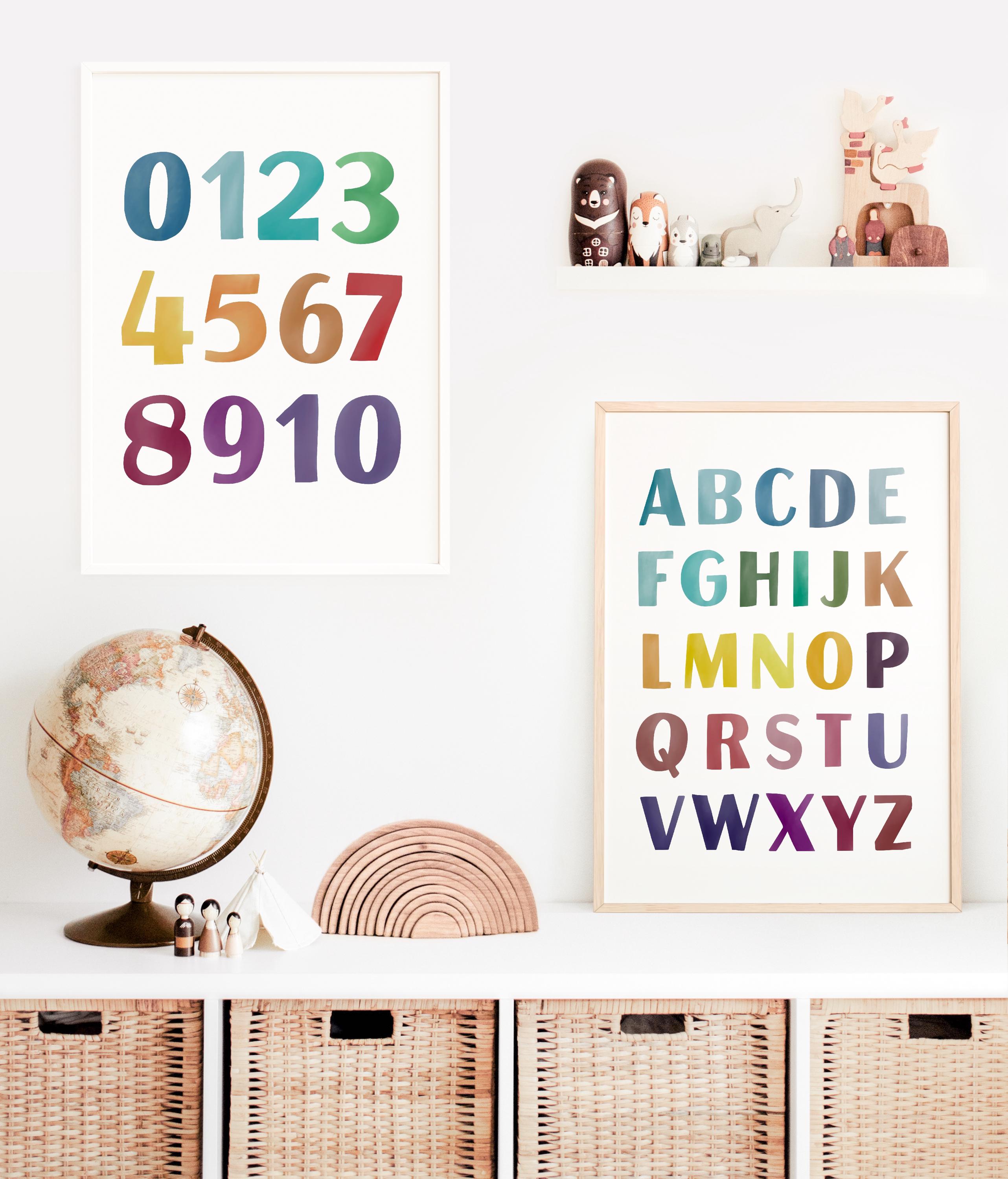 Digital Rainbow Numbers Poster, Kids Room Decor, Educational Wall Art ...