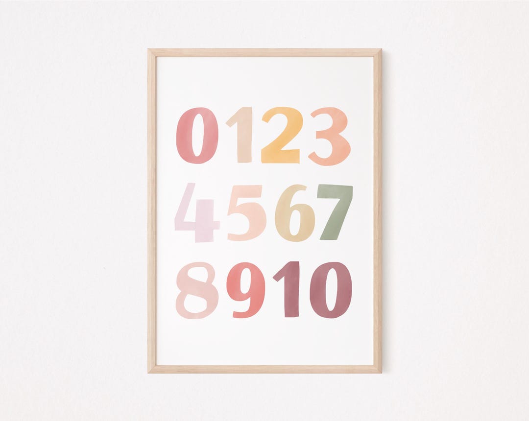 Digital Pastel Numbers Poster, Kids Room Decor, Educational Wall Art ...