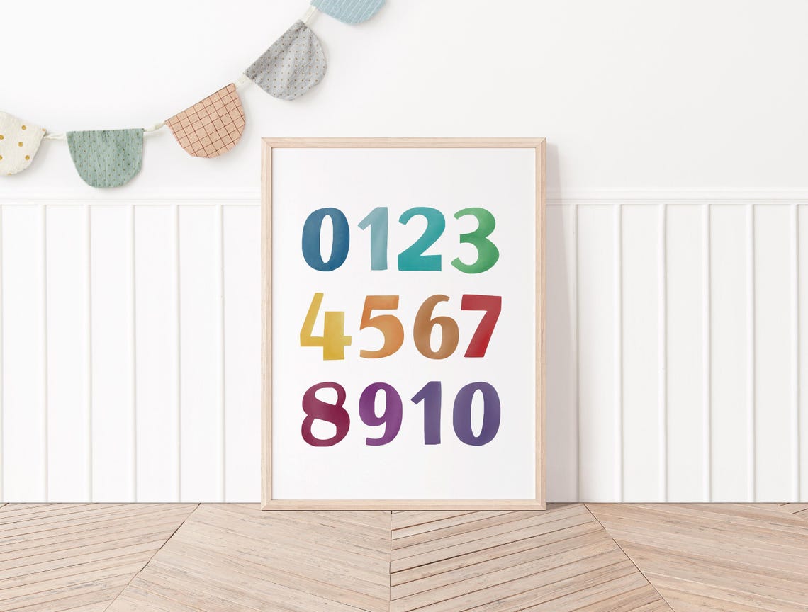 Digital Rainbow Numbers Poster, Kids Room Decor, Educational Wall Art ...