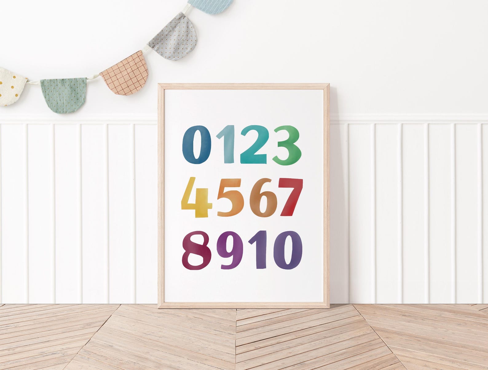Digital Rainbow Numbers Poster, Kids Room Decor, Educational Wall Art ...