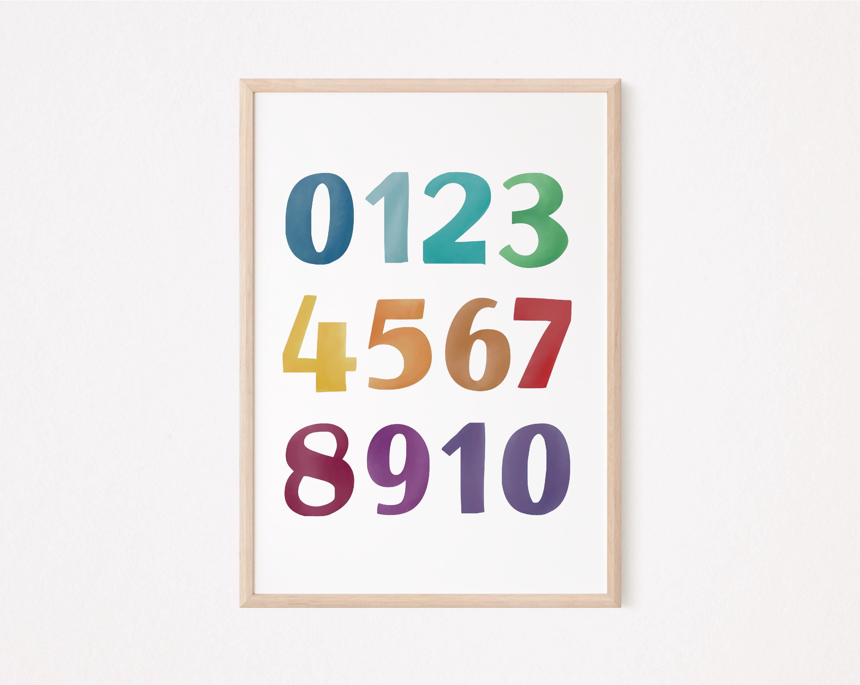 Digital Rainbow Numbers Poster, Kids Room Decor, Educational Wall Art ...