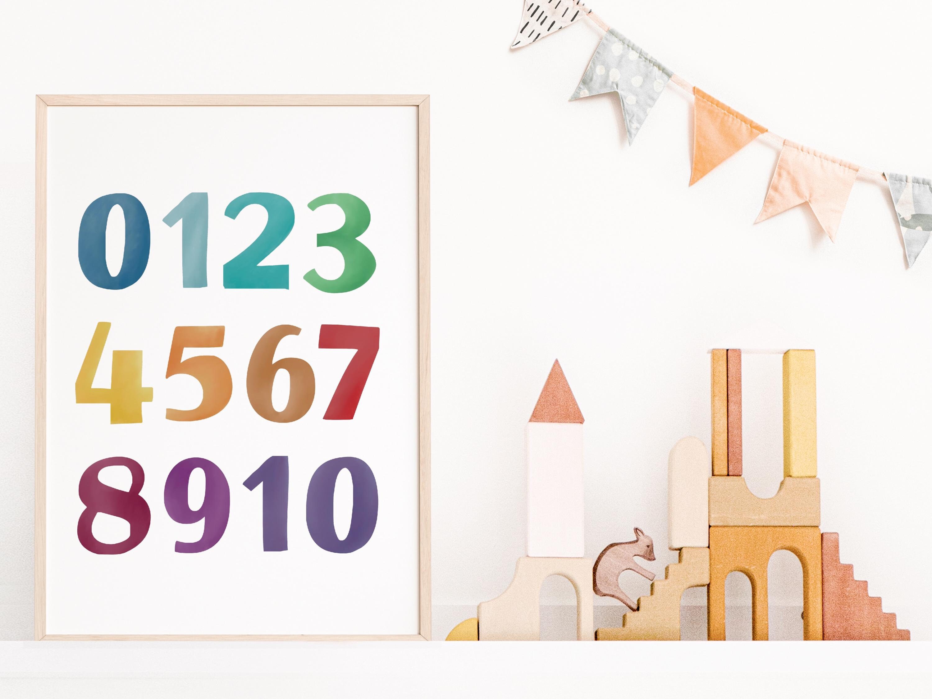 Digital Rainbow Numbers Poster, Kids Room Decor, Educational Wall Art ...