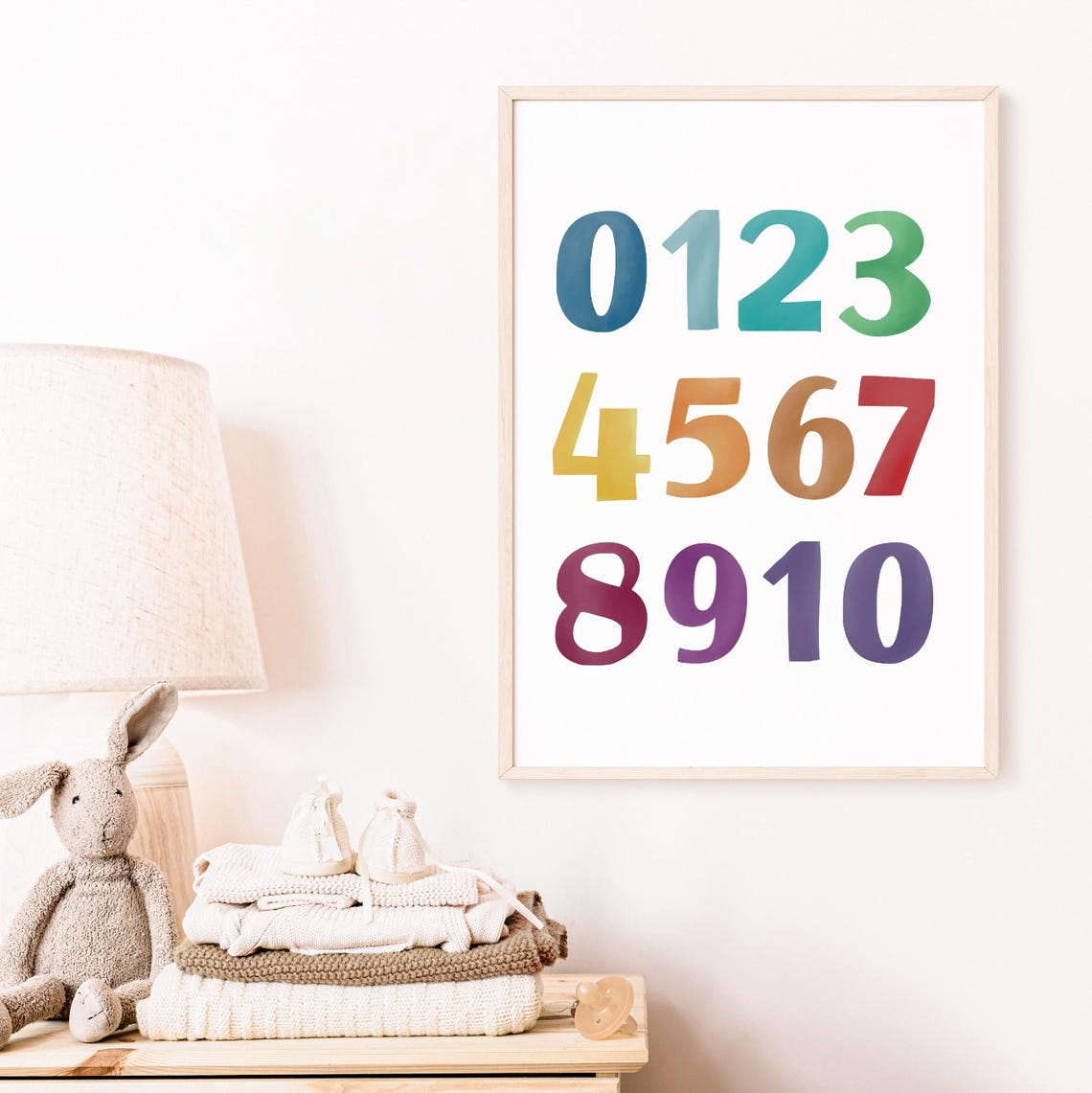 Digital Rainbow Numbers Poster, Kids Room Decor, Educational Wall Art ...