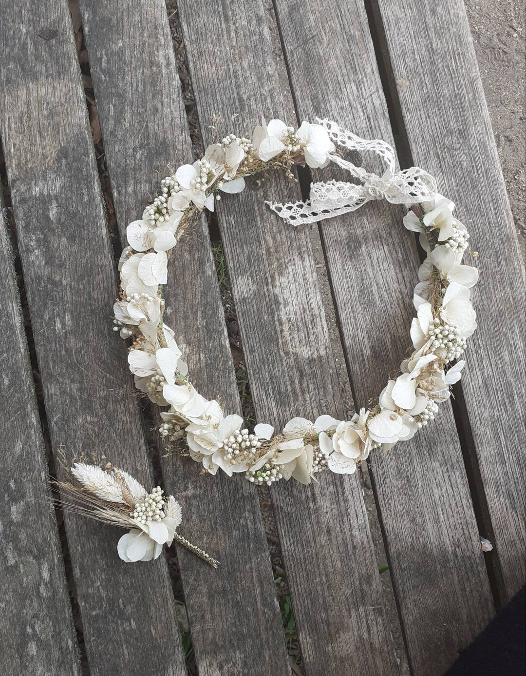 Hand-made Dried Flower Head Crown and Buttonhole Boho - Etsy
