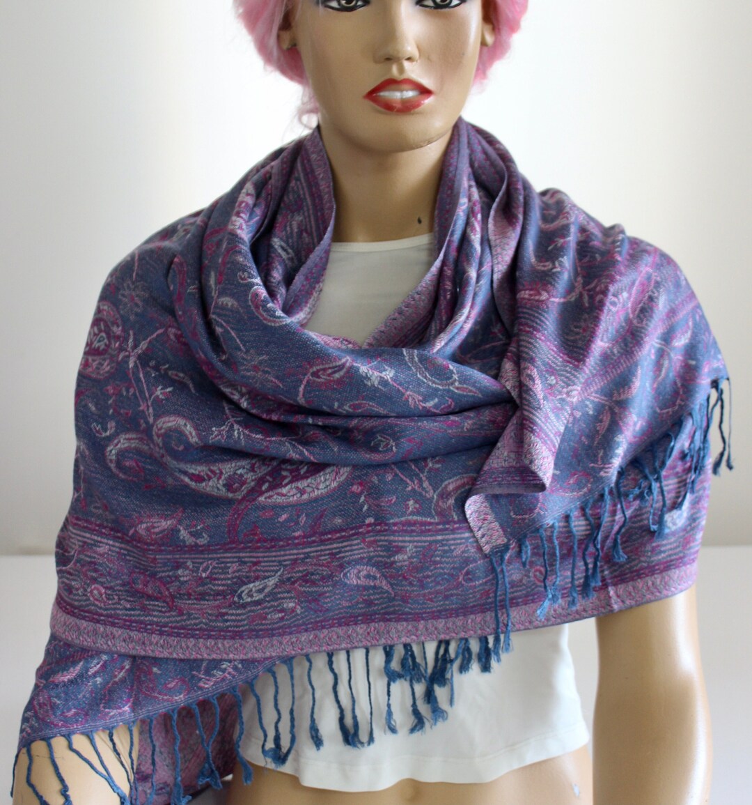 Navy Blue Pashmina Shawl Scarf - Woman Scarves - Shawl - Mom Gift ...