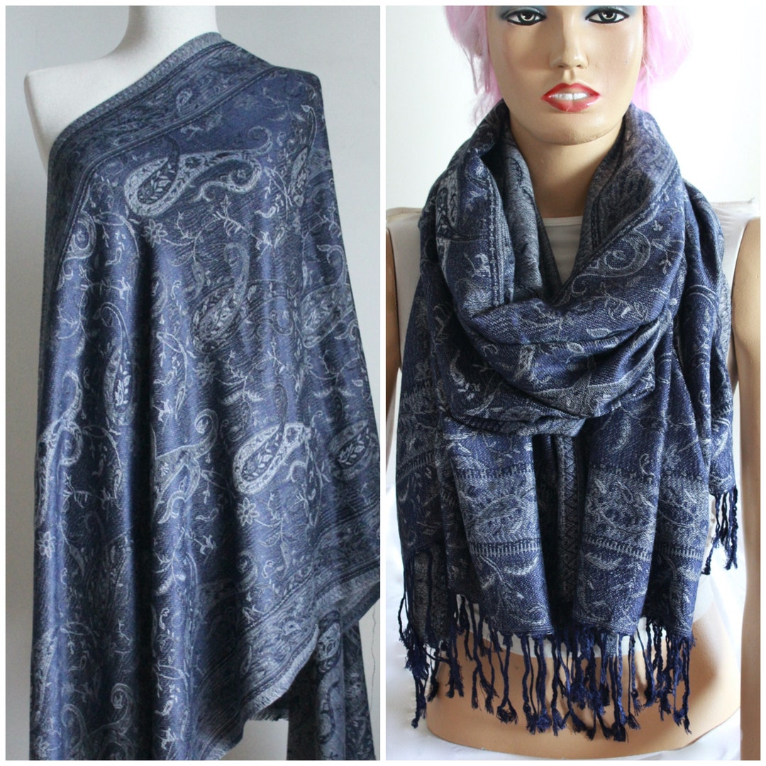 Navy Blue Pashmina Shawl Wedding Bridal Shawl Best Friends Gift Gift ...