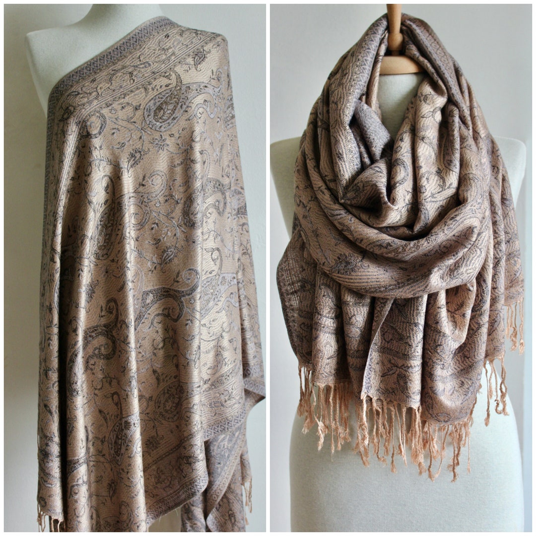 Beige Silk Pashmina Shawl Scarf Woman Shawl Scarf Shawl Pashmina Shawl ...