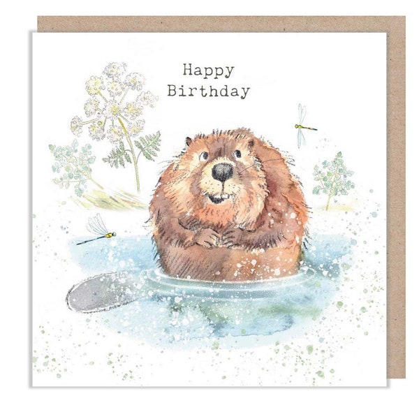 Beaver Birthday Card - Etsy UK