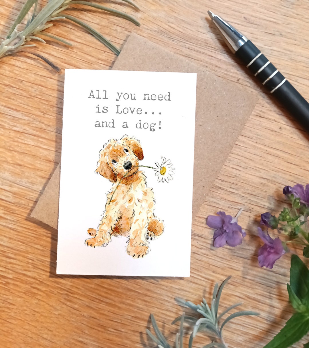 Little Keepsake Card - All You Need is Love and a Dog- Credit Card Size ...