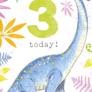 Kids Birthday Card - Age 3 - 'totally Roarsome' Range - Cute Dinosaur ...