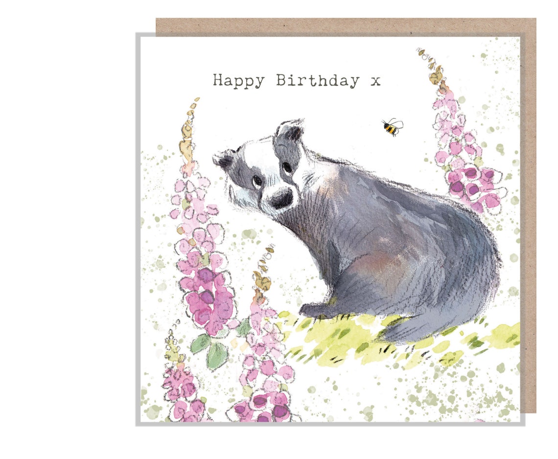 Badger Birthday Card - Quality Card - Charming Illustration - Badger ...