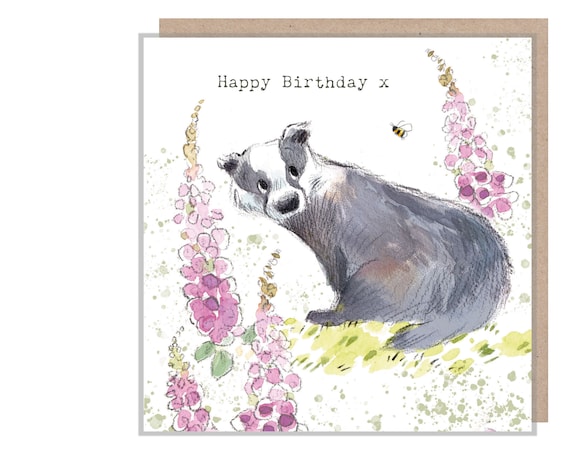 Badger Birthday Card Quality Card Charming Illustration | Etsy