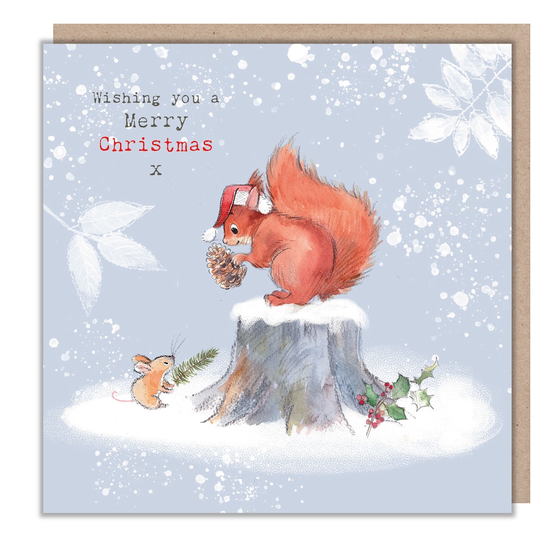 Quality Christmas Card - Squirrel and Mouse Illustration -wishing You a ...