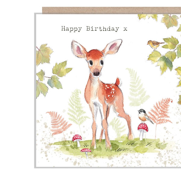 Deer Birthday Card - Etsy UK