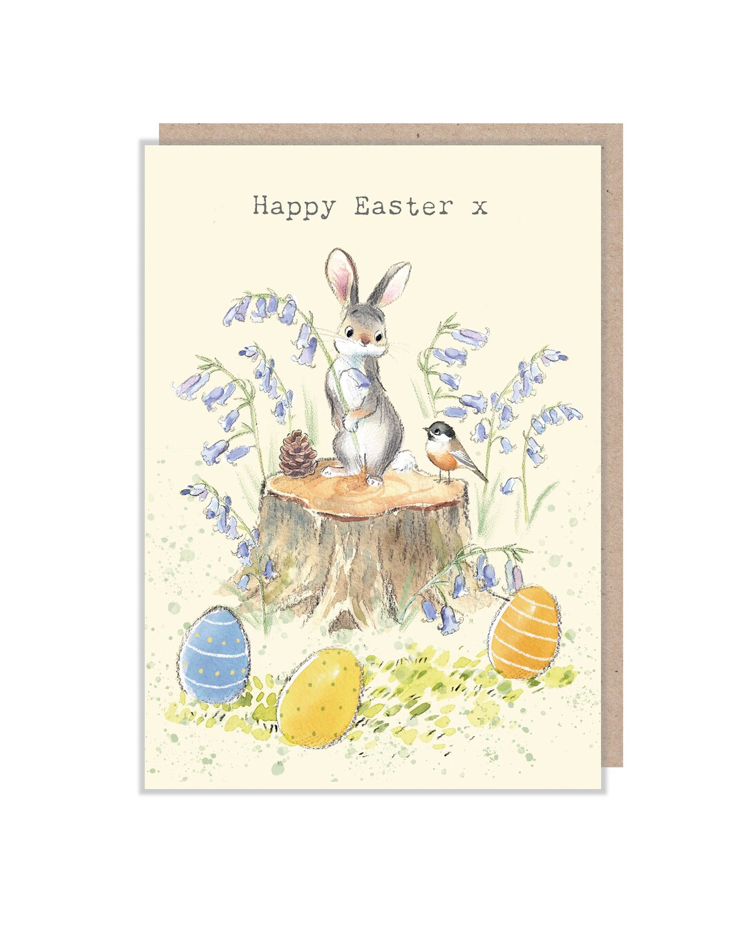 Easter Card - Charming Illustration - Rabbit With Bluebells ...