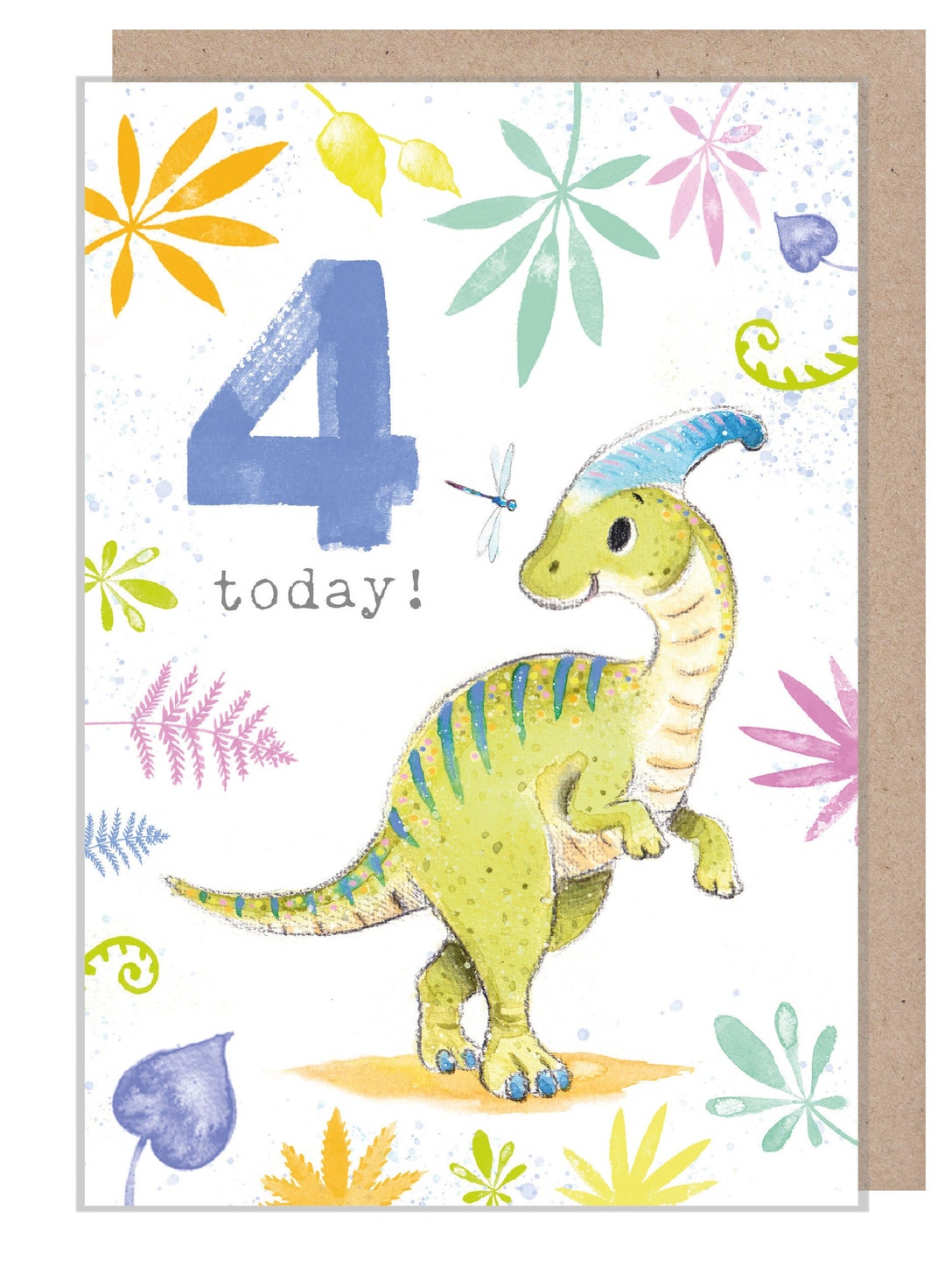Kids Birthday Card - Age 4 - 'totally Roarsome' Range - Cute Dinosaur ...