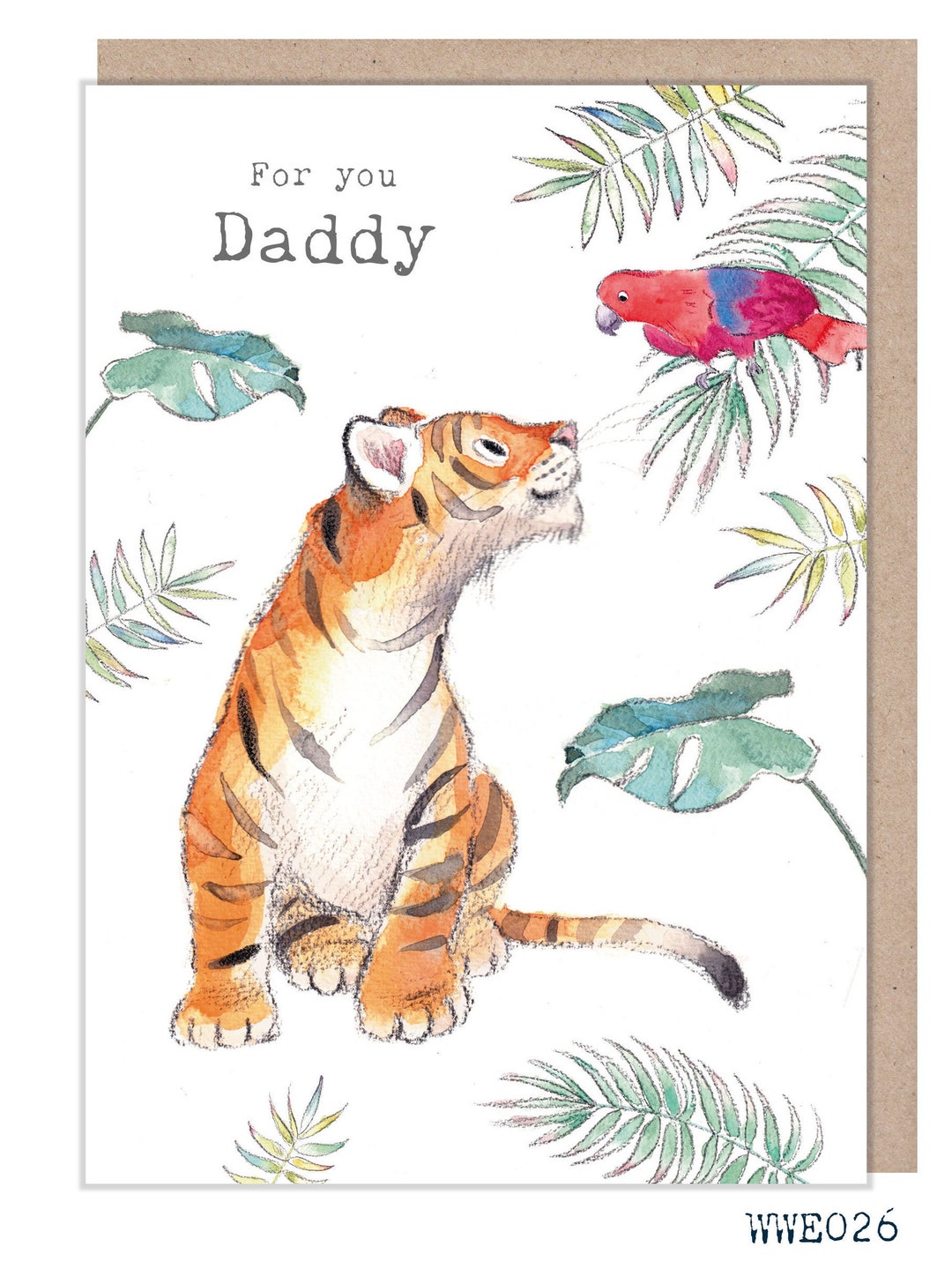 Daddy Card - Charming Illustration - Tiger and Parrot - 'wonderfully ...