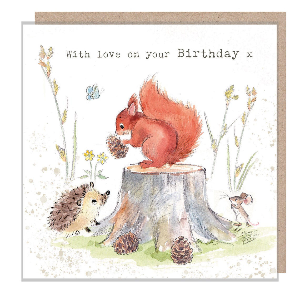Squirrel Birthday Card Charming Illustration Red Squirrel - Etsy