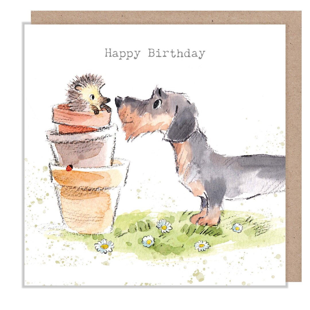 Birthday Card - Quality Greeting Card - Charming Dog Illustration ...