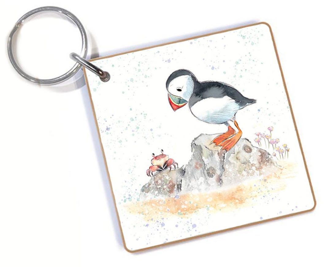 Quality Keyring - Puffin Design - Double Sided - MDF- Made in the UK ...
