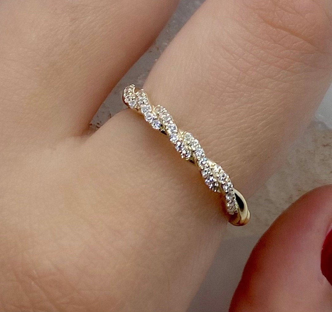 Promise Ring, Eternity Ring, Dainty Gold Ring, Half Eternity Ring, 14k ...