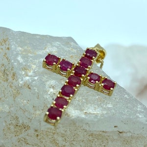 Ruby Gold Necklace - Gold Cross Necklace - Gold Cross Necklace Women ...