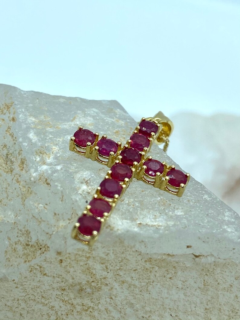 Ruby Gold Necklace Gold Cross Necklace Gold Cross Necklace - Etsy