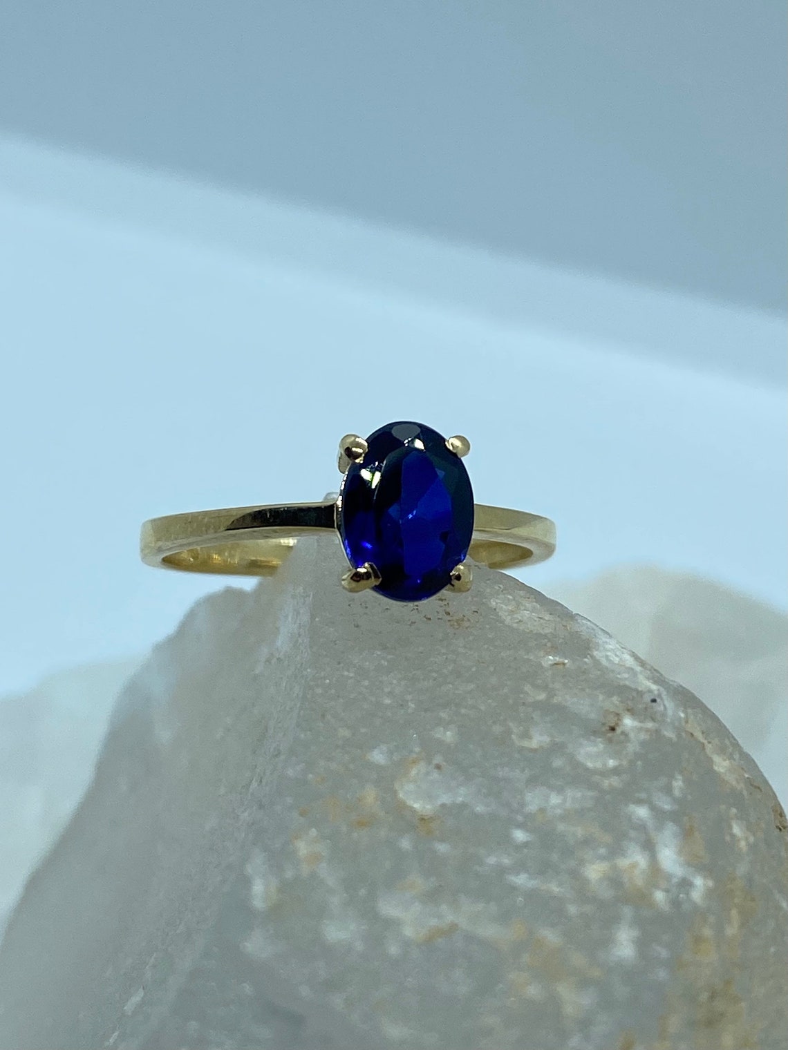 Sapphire Gold Ring Natural Sapphire Gemstone Gold Ring | Etsy