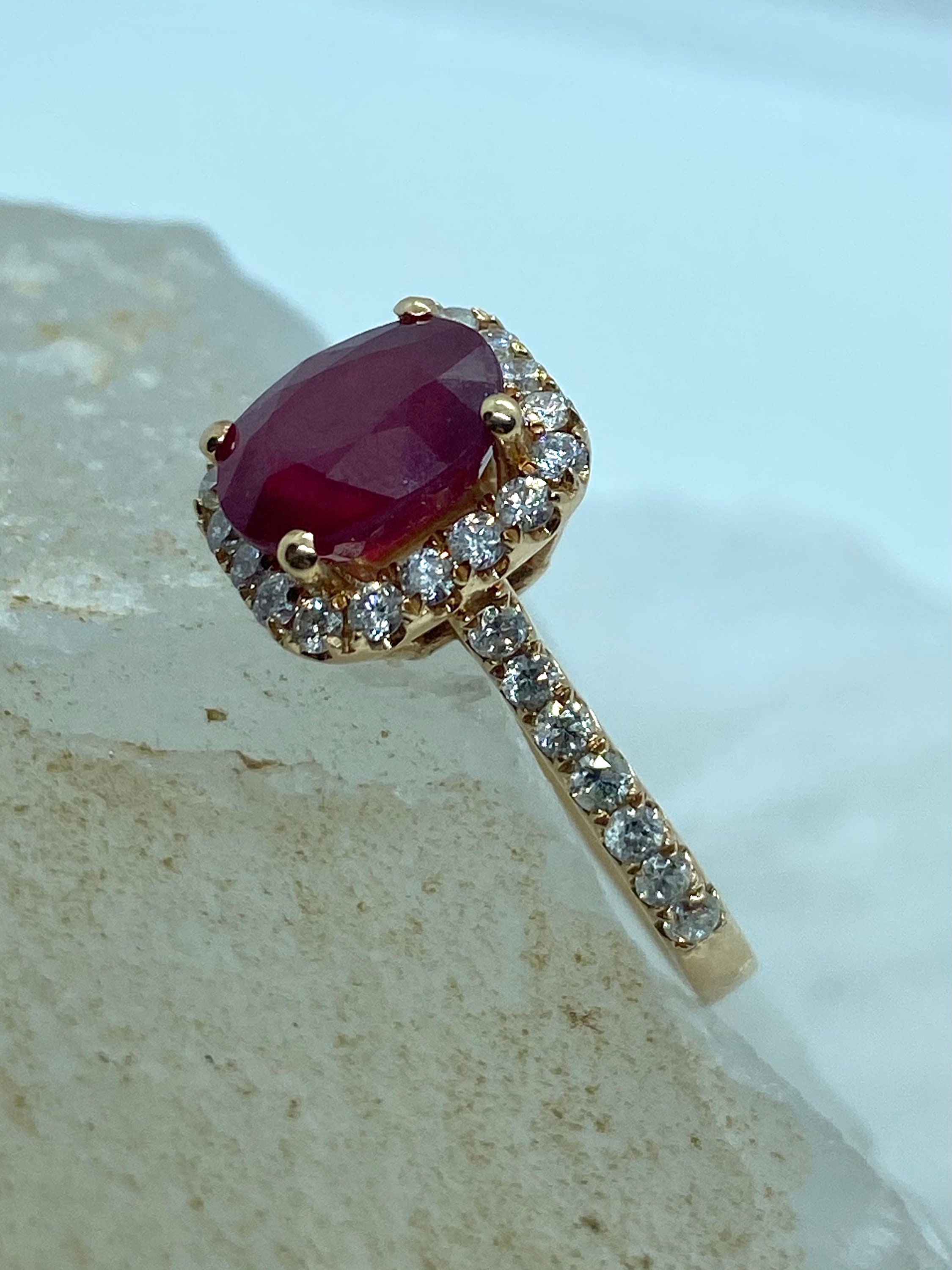 Ruby Gold Ring Natural Ruby Gemstone Gold Ring Dainty Gold | Etsy