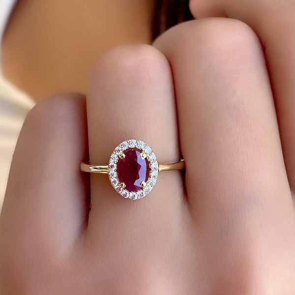 Ruby Gold Ring - Etsy
