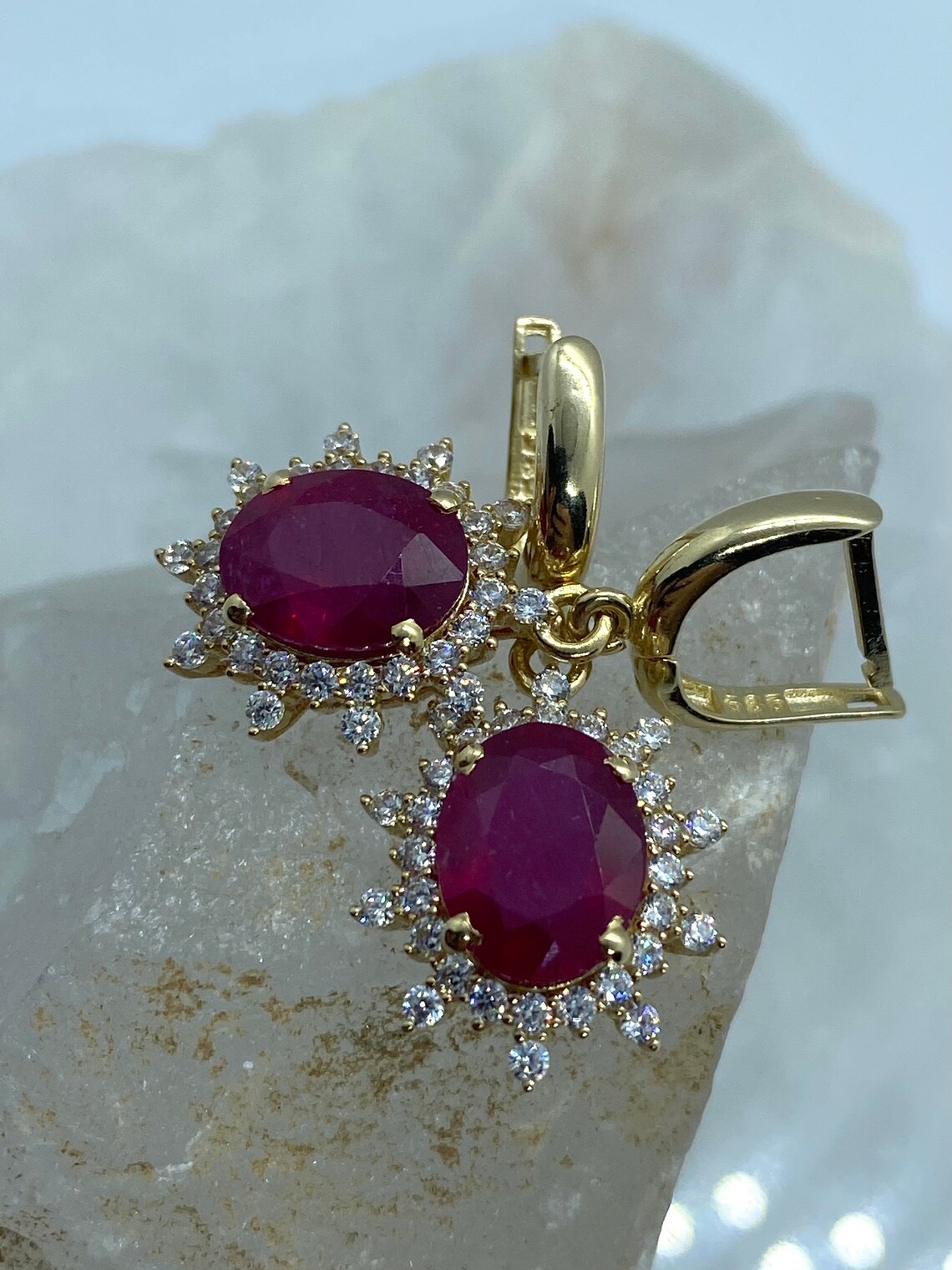 Ruby Gold Earring Natural Ruby Gemstone Gold Earring Dainty - Etsy
