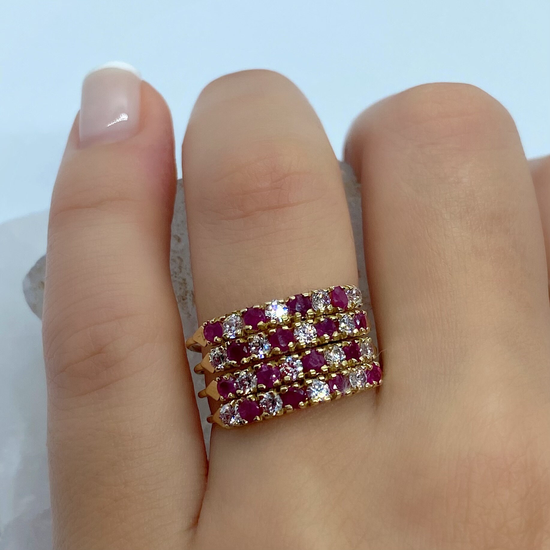Ruby Ring Vintage Red Ruby Ring Yellow Gold Ring 14k - Etsy