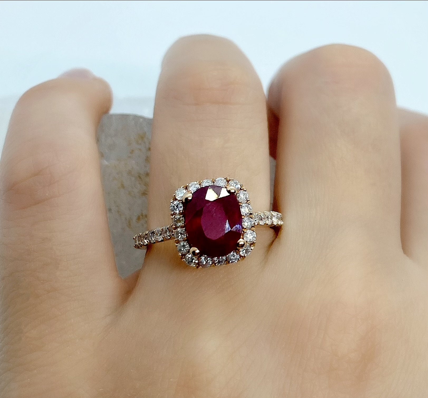 Ruby Gold Ring Natural Ruby Gemstone Gold Ring Dainty Gold | Etsy