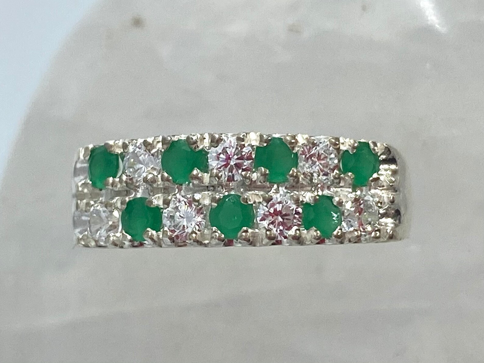 Emerald Silver Ring Sterling Silver Emerald Band - Etsy