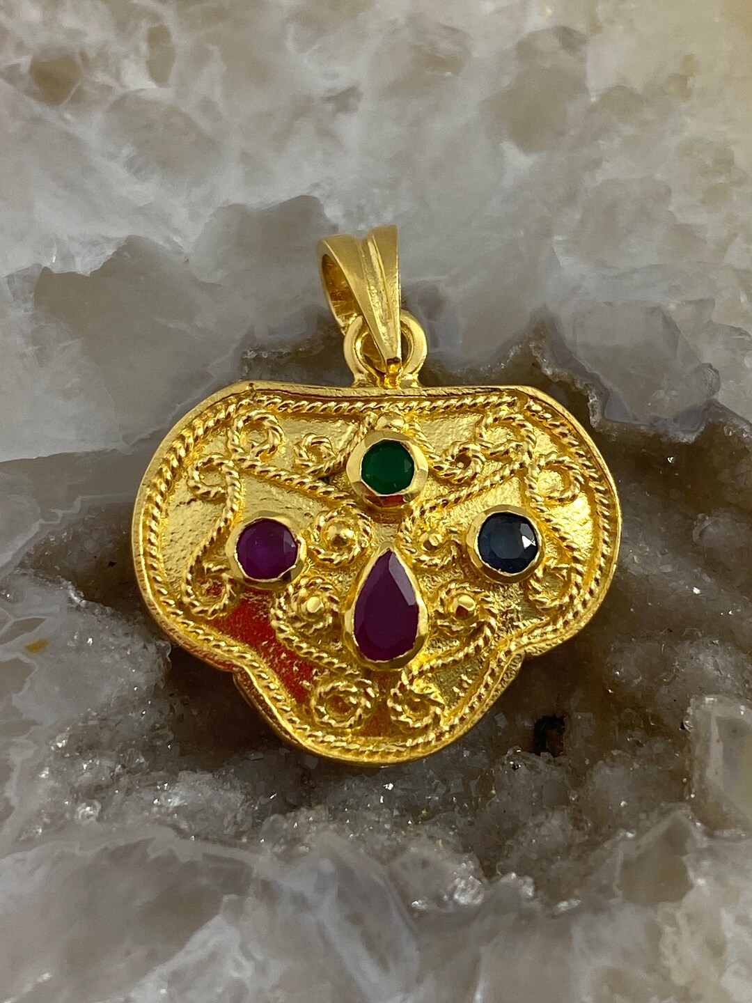 Byzantine Silver - 22k Gold Plated Silver Pendant - Byzantine Dainty ...