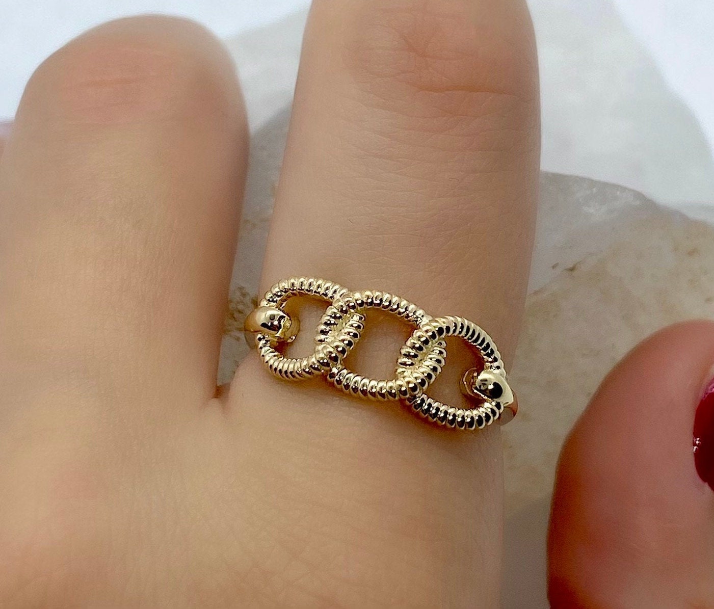Chain Ring Gold Stacking Ring Gold Chain Ring Gold Dainty - Etsy UK