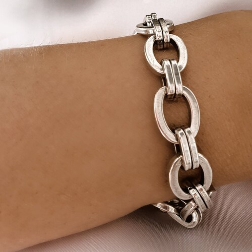Silver Chunky Bracelet Silver Chain Bracelet Statement - Etsy