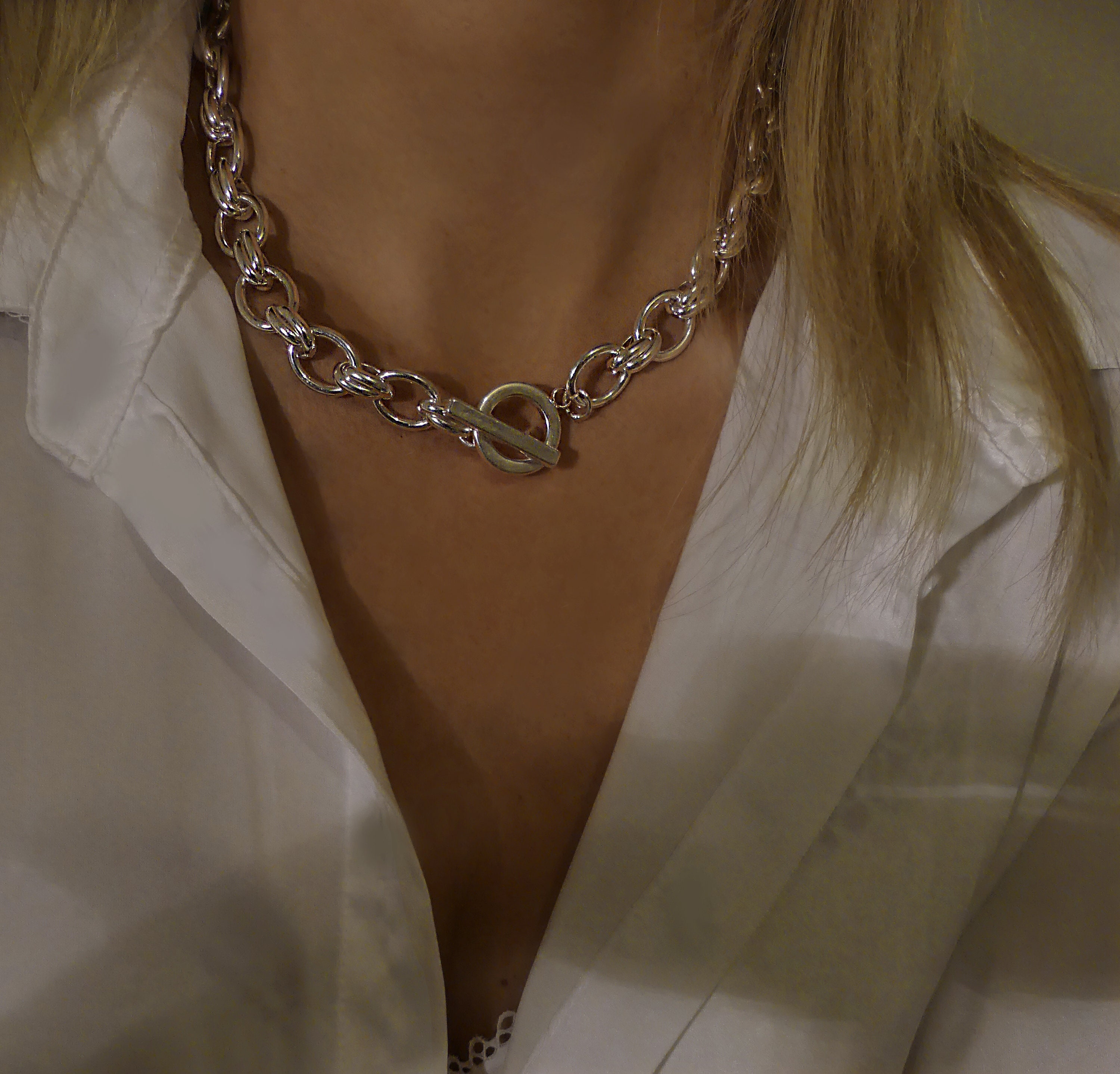 Chunky Silver Link Chain Necklace Silver Toggle Clasp - Etsy