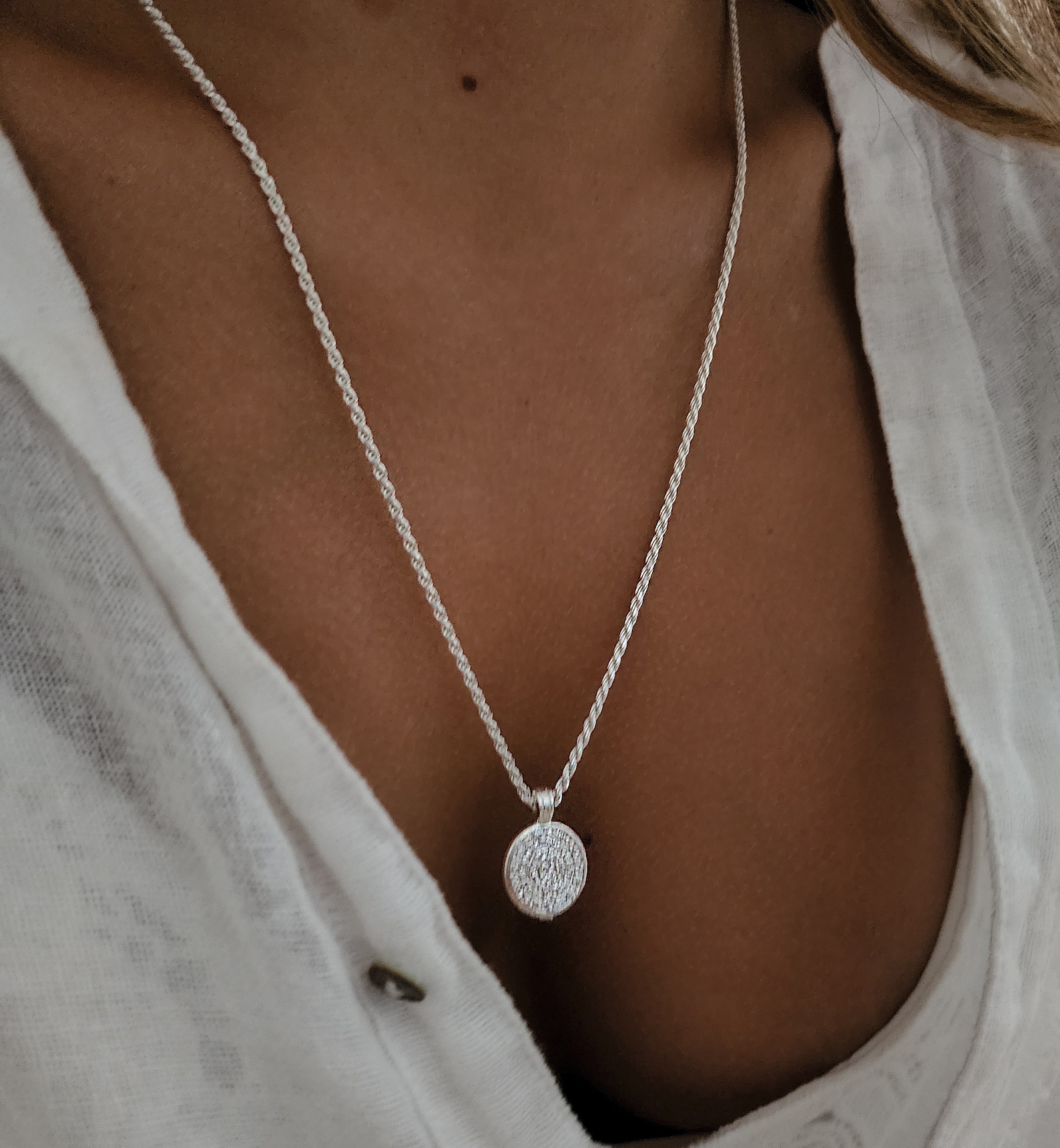 Sterling Silver Coin Necklace, Rope Chain Coin Silver Necklace, Coin ...