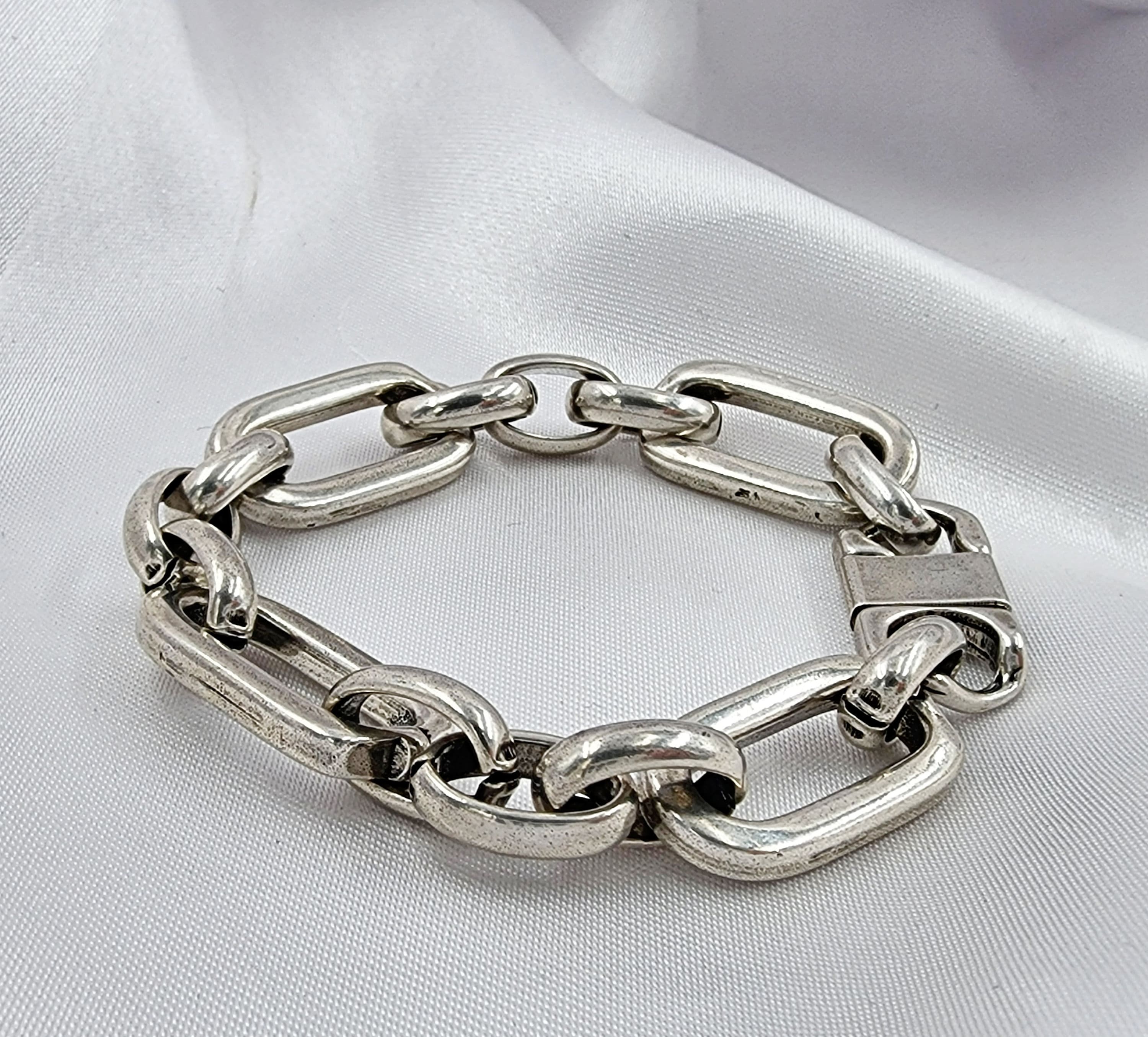 Silver Chunky Bracelet Silver Chain Bracelet Statement - Etsy