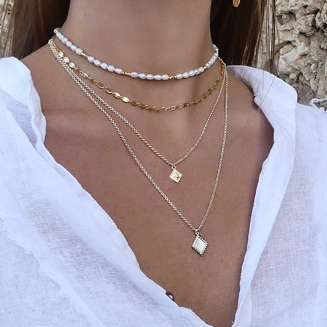 Gold Layered Necklace Set, Layered Necklace Set Gold, Layered Necklace ...