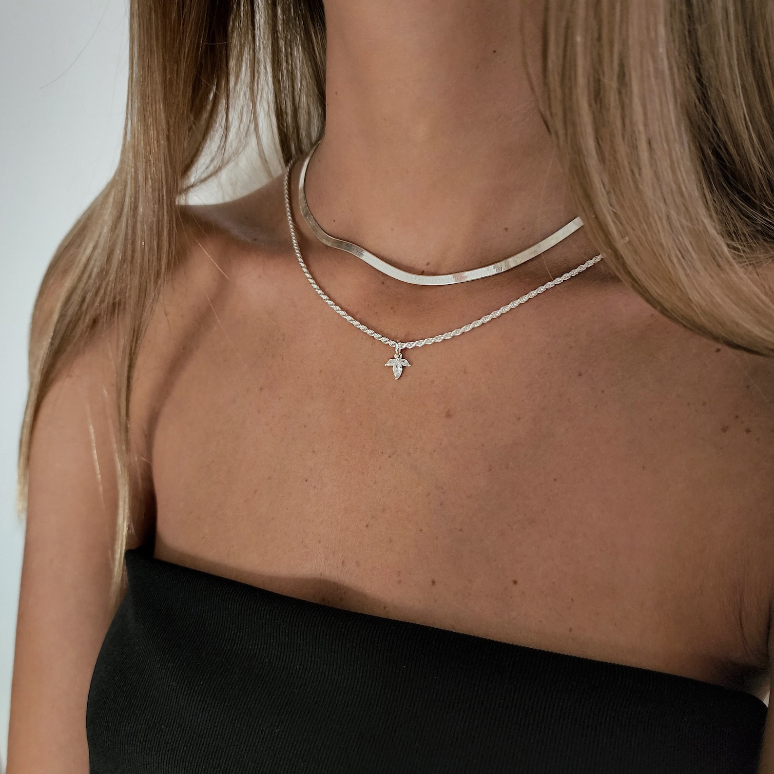 Sterling Silver Layered Necklace Set Dainty Layered 925 - Etsy