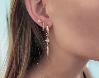 Gold Hoop Earrings Stacking, Stacking Earrings, Earrings Set for Women ...