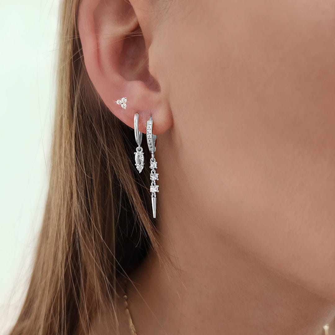 Sterling Silver Hoop Earrings Stacking, Stacking Earrings, Hoop ...