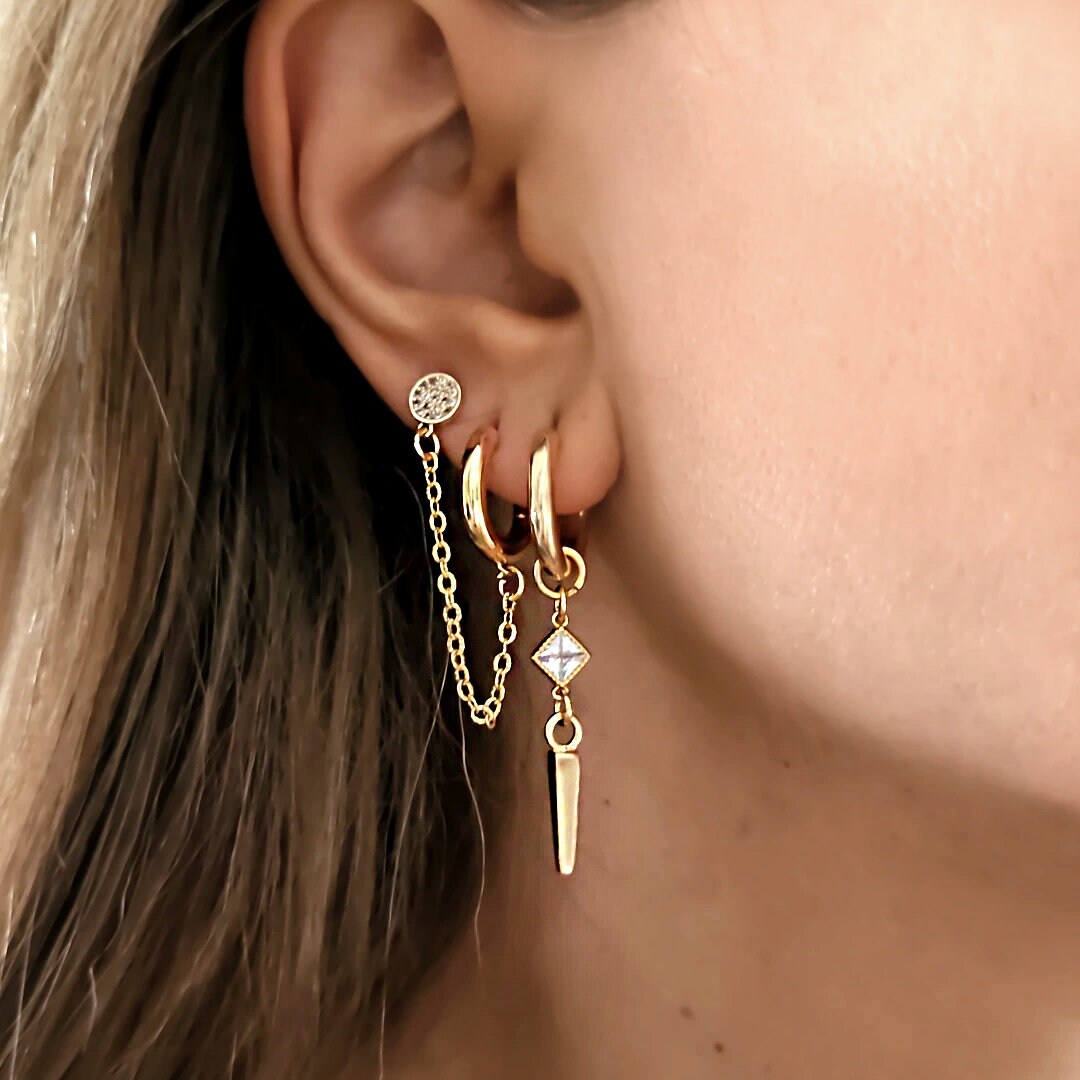 Gold Hoop Earrings Stacking, Stacking Earrings, Hoop Earrings Set for ...