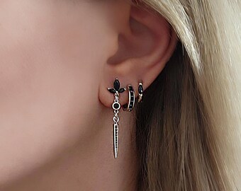 Sterling Silver Hoop Earrings Stacking, Stacking Earrings, Hoop ...